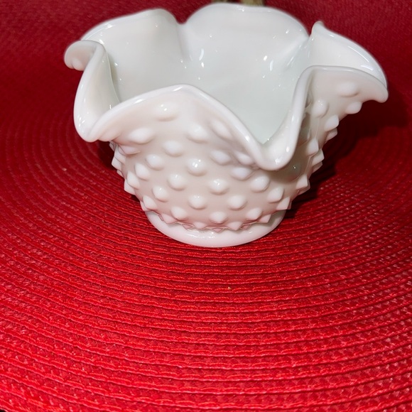 Fenton | Accents | Vintage Fenton Hobnail Milk Glass 6 Point Ruffle ...